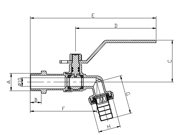 PTFE Seat No Air Holes DIN 259 Brass Bibcocks