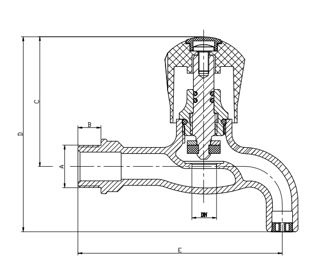 ABS Handle DIN 259 Cold Brass Water Stop Tap