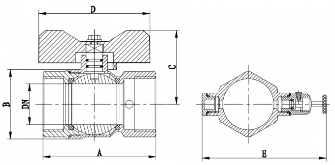 1/2 " To 1 " Brass T Handle Ball Valve DIN 259 and BS2779