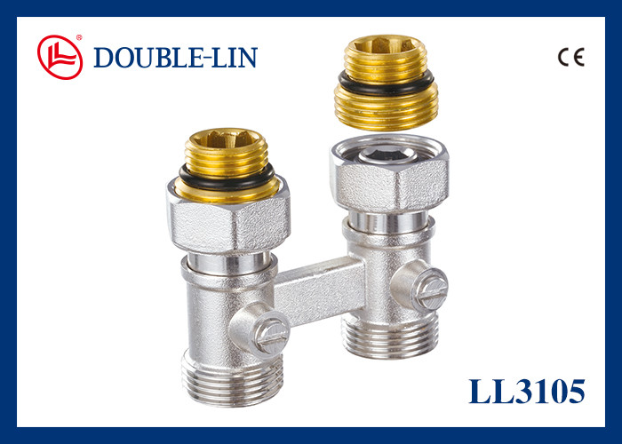Double Pipe Brass Radiator Valve ISO228 Thread F3/4'' X M3/4"